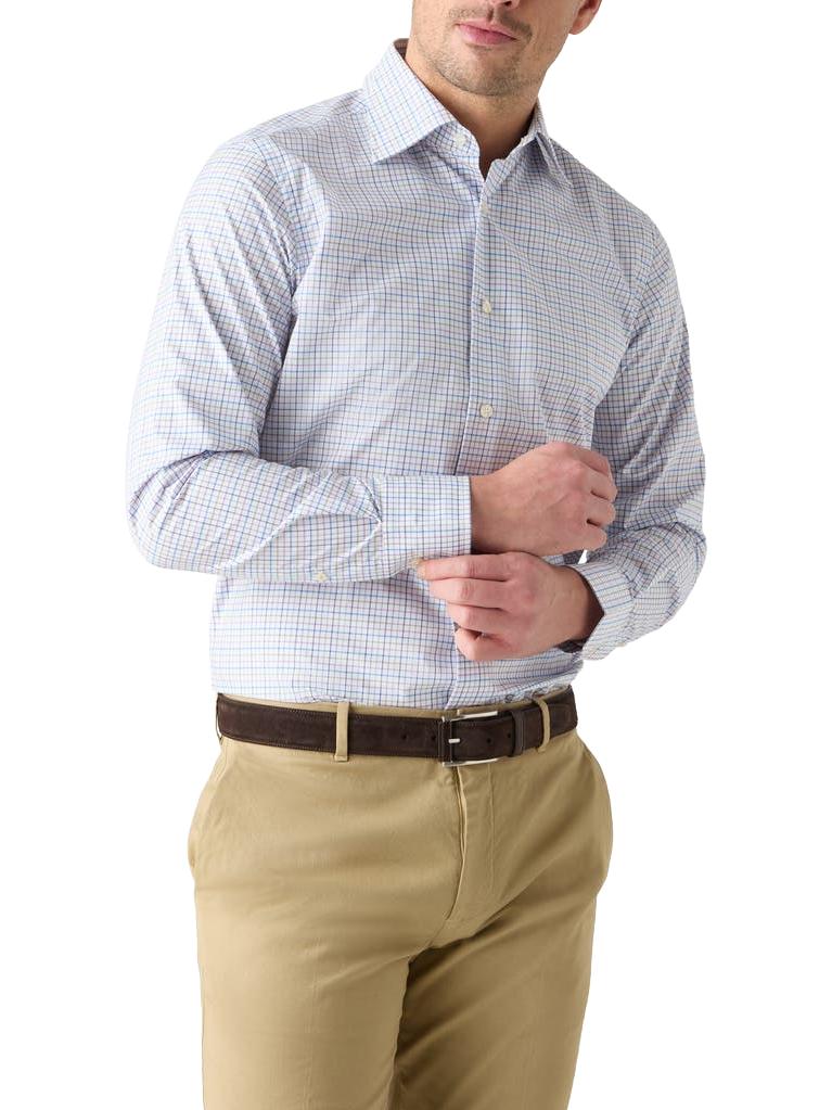 ROBERT TALBOTT madison check light weight poplin shirt in contemporary fit